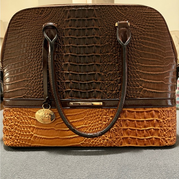 Brahmin | Bags | Brahmin Brown And Tan Satchel With Crocodile Embossed ...